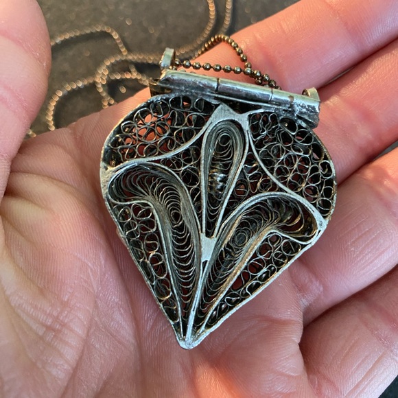 unbranded | Jewelry | Vintage Filigree Victorian Silver Heart Coin ...